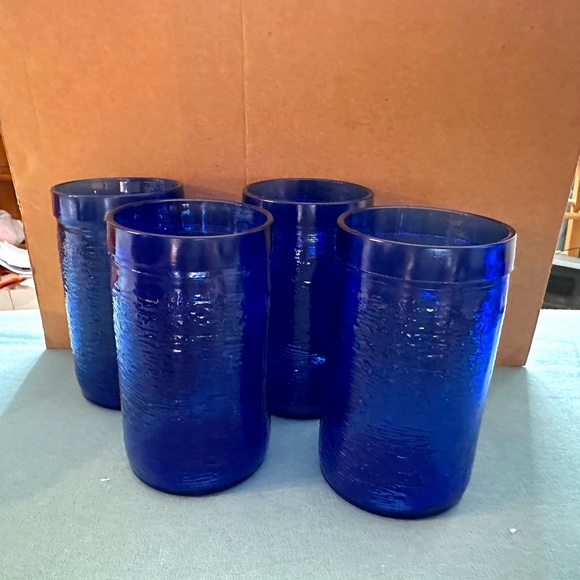 Kitchen | Vintage 45 Gelado Brazil Textured Cobalt Blue Glass Set 4 ...